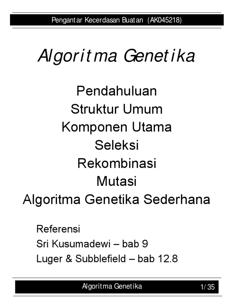 Algoritma Genetika | PDF | Komputer
