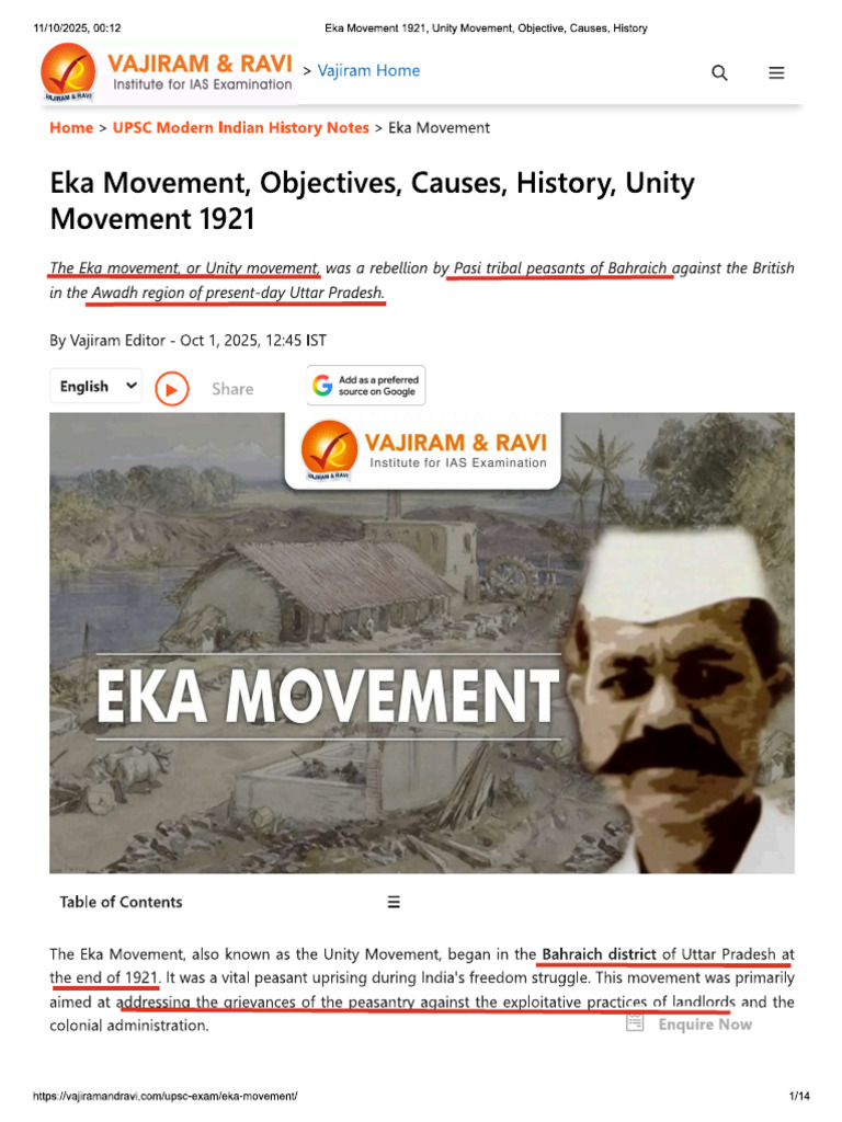Eka Movement 1921 - P | PDF
