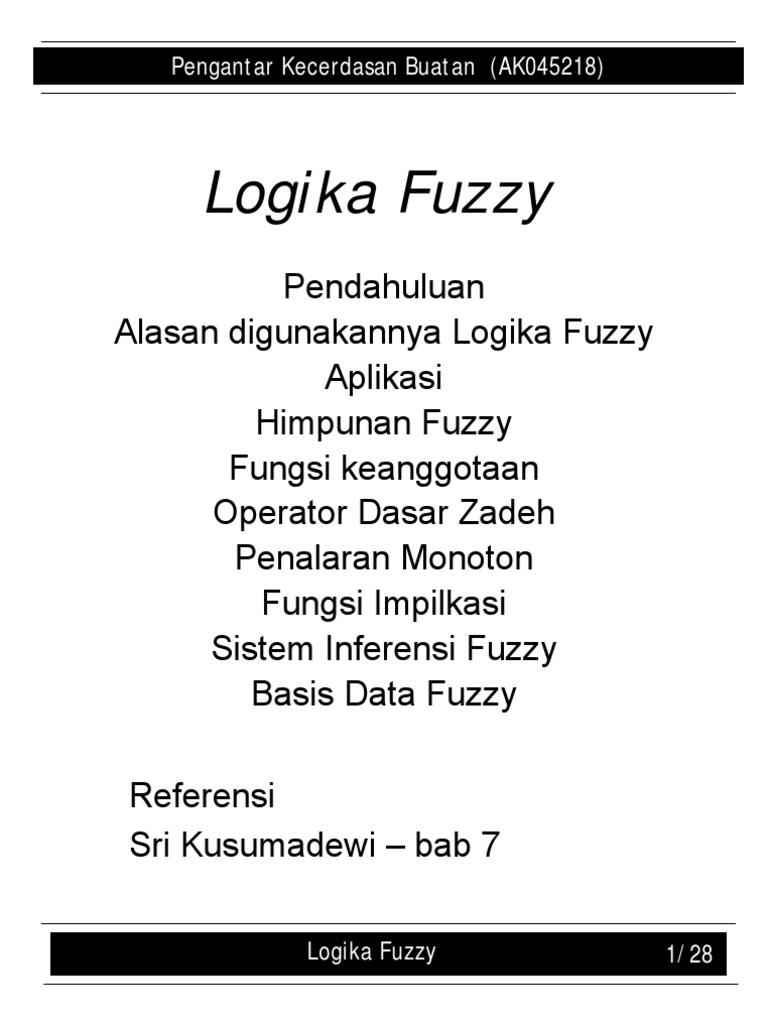 Logika Fuzzy: Konsep dan Aplikasi | PDF | Metode & Bahan Ajar