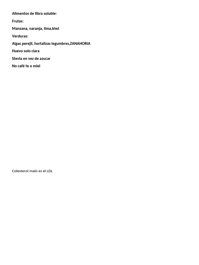 Alimentos de Fibra Soluble | PDF