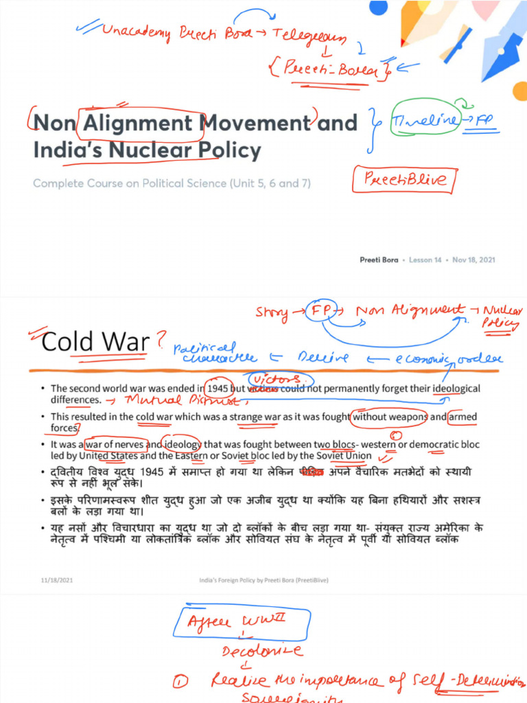Non Alignment Movement and Indias Nuclear Policy With Anno | PDF