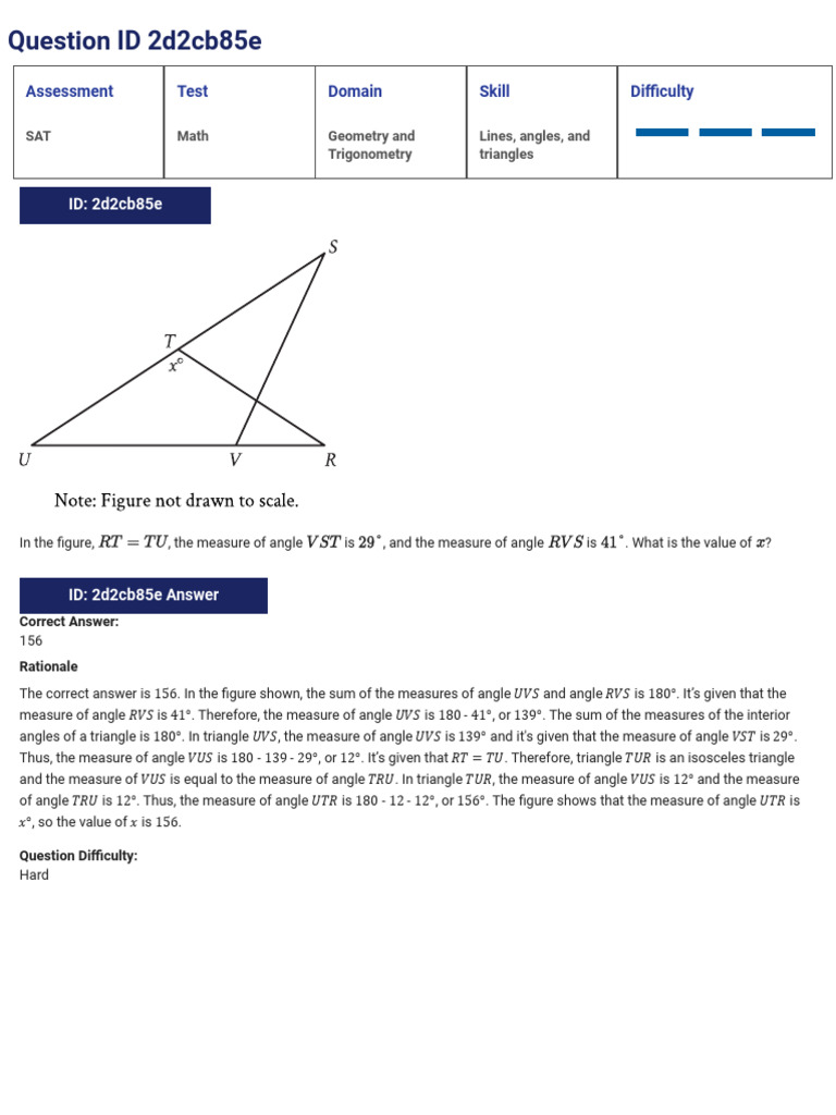 SAT Suite Question Bank SAT 5 ANSWERS - Results | PDF | Triangle | Angle