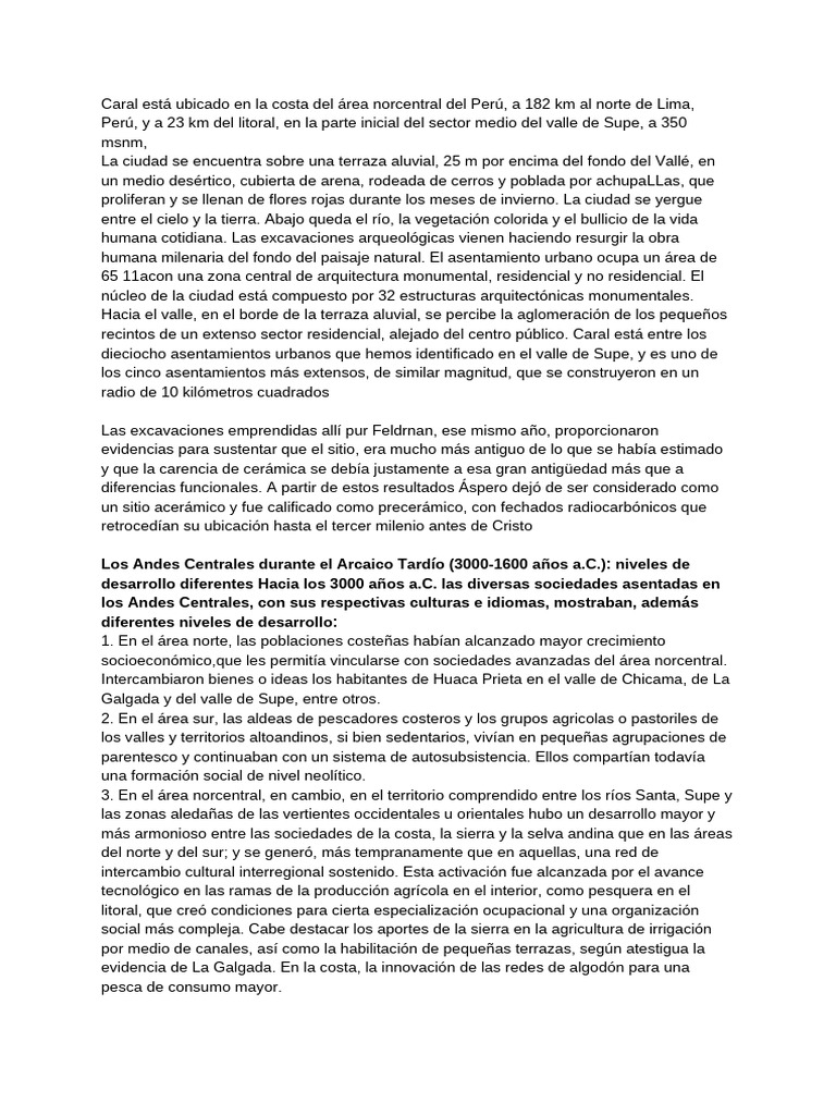 Caral Supe Ruth Solís | PDF
