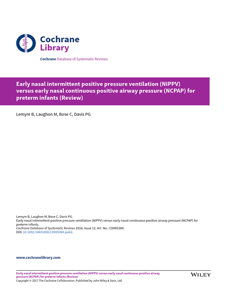 NIPPV vs NCPAP for Preterm Infants | PDF | Diseases And Disorders ...