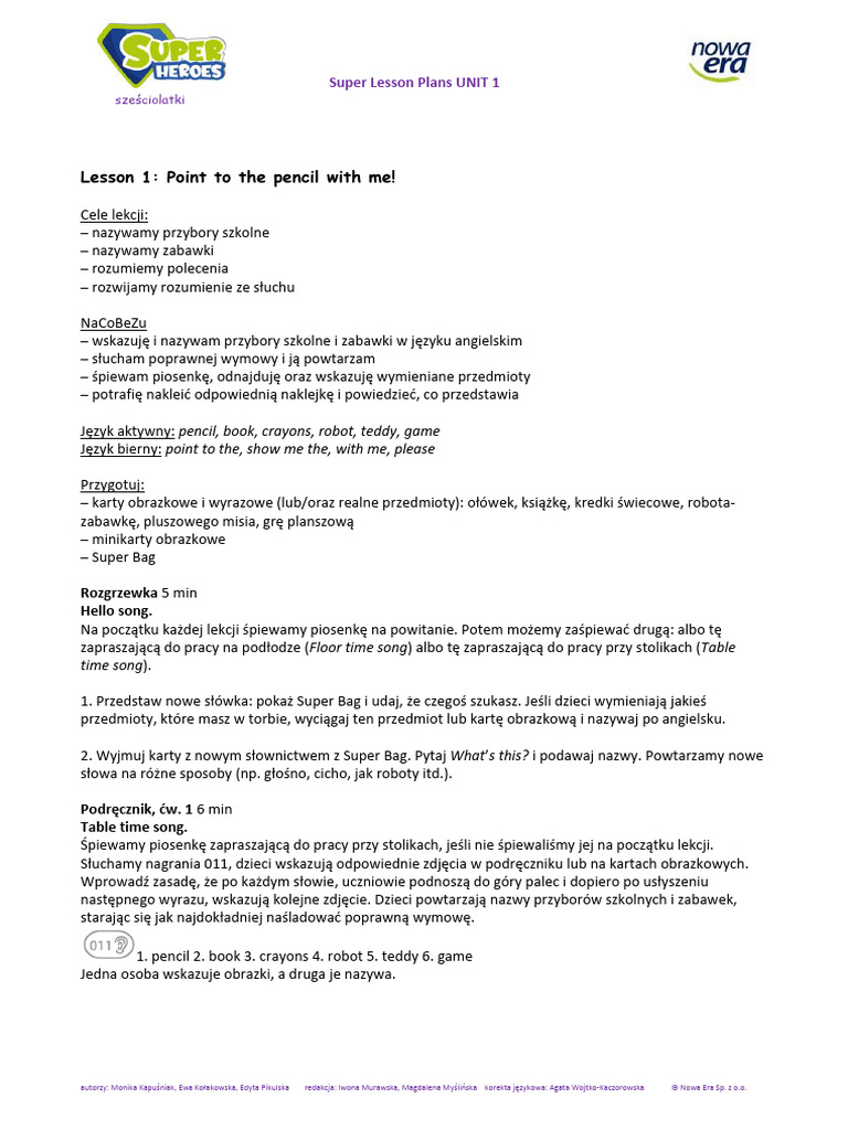 Super Heroes Szesciolatki Super Lesson Plans U1 | PDF
