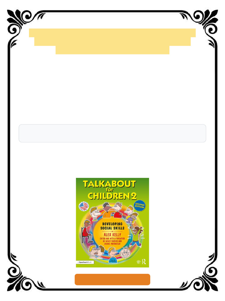 Talkabout for Children 2 Developing Social Skills 2nd Edition Alex ...