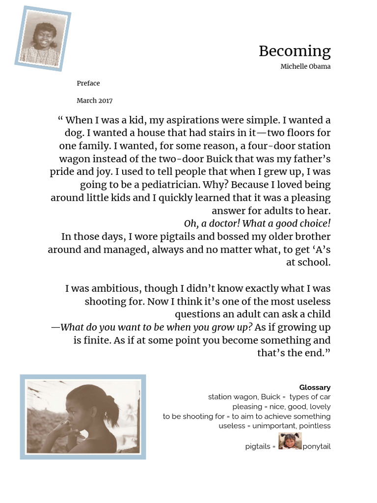 Michelle Obama's Aspirations and Journey | PDF | Linguistics