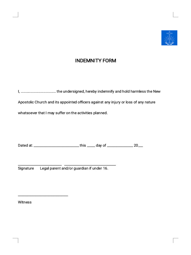 Indemnity Form Template ENGLISH (1) | PDF