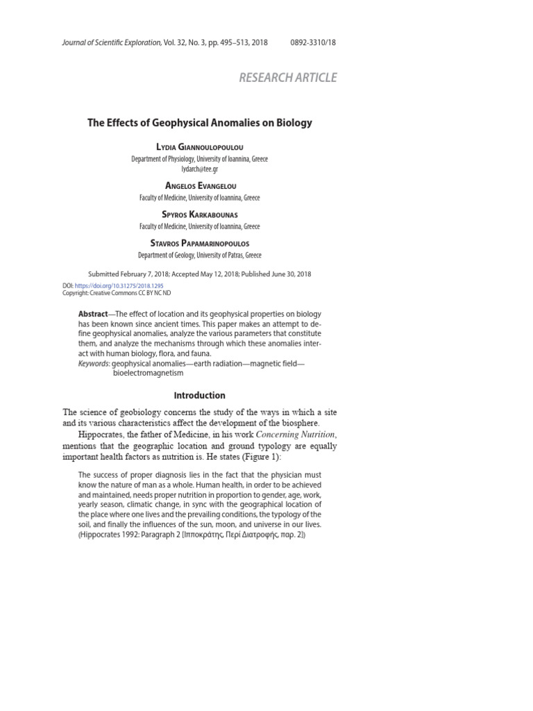 Geophysical Anomalies Impact on Biology | PDF | Geophysics | Earth's ...