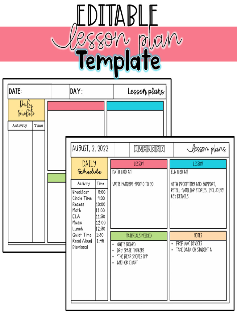 Editable Lesson Plan Template Guide | PDF