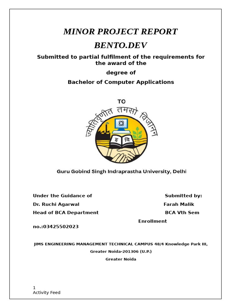 MINOR PROJECT REPORT - Docx - 0 | PDF | Computer Science | Software ...