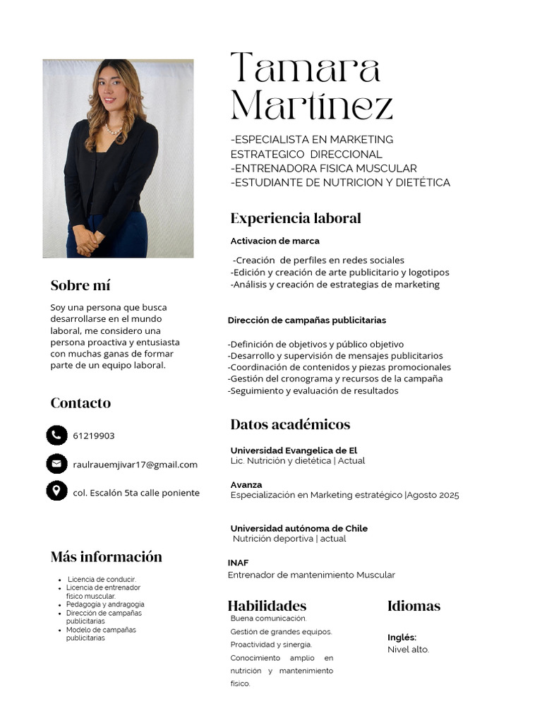 CV Tamara Mark - 251216 - 132317 | PDF | Comunicación | Comunicación humana