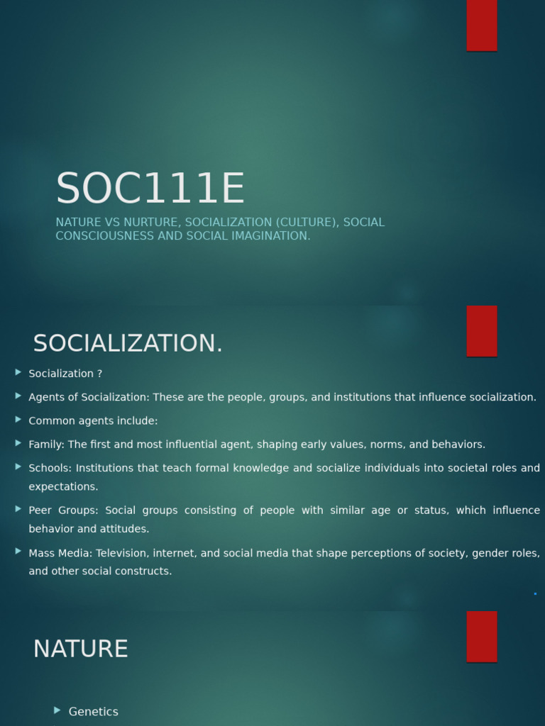 SOC111E session 2.pptx | PDF | Socialization | Nature Versus Nurture
