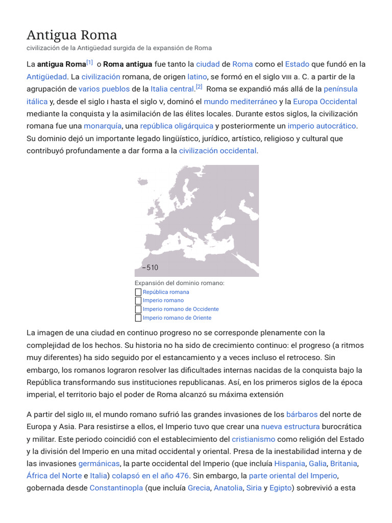 Antigua Roma - Wikipedia, La Enciclopedia Libre | PDF | Roma antigua | Romulus y Remus