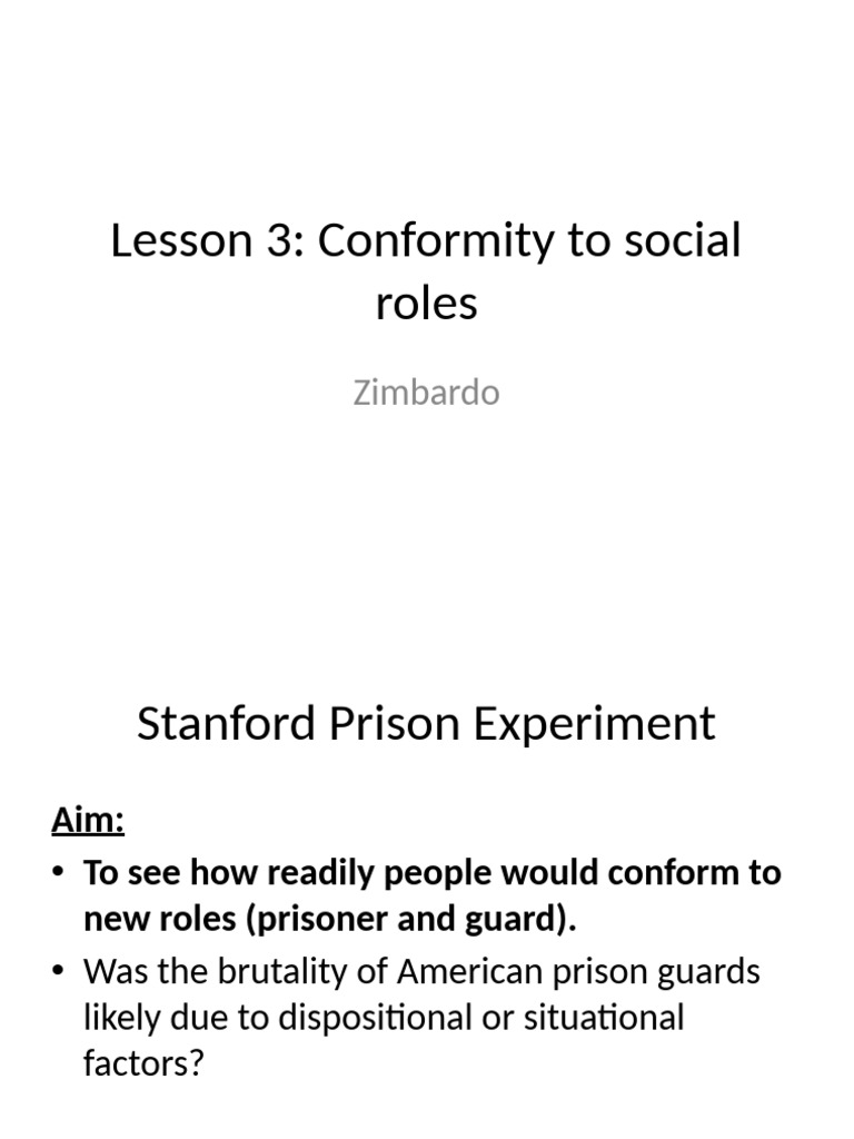 Lesson 3_ Conformity to social roles (Zimbardo) | PDF | Social ...