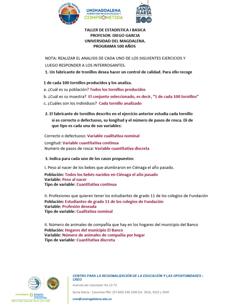 Taller 1 Unimag | PDF | Tornillo