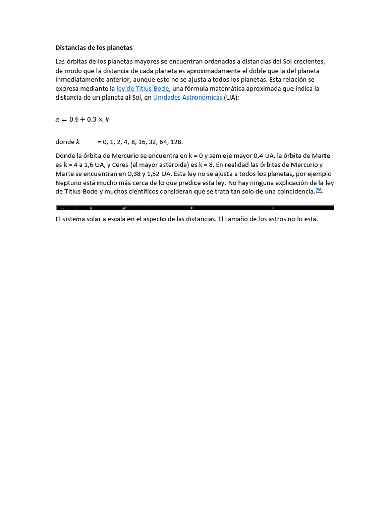 Distancias de los Planetas en el Sistema Solar | PDF