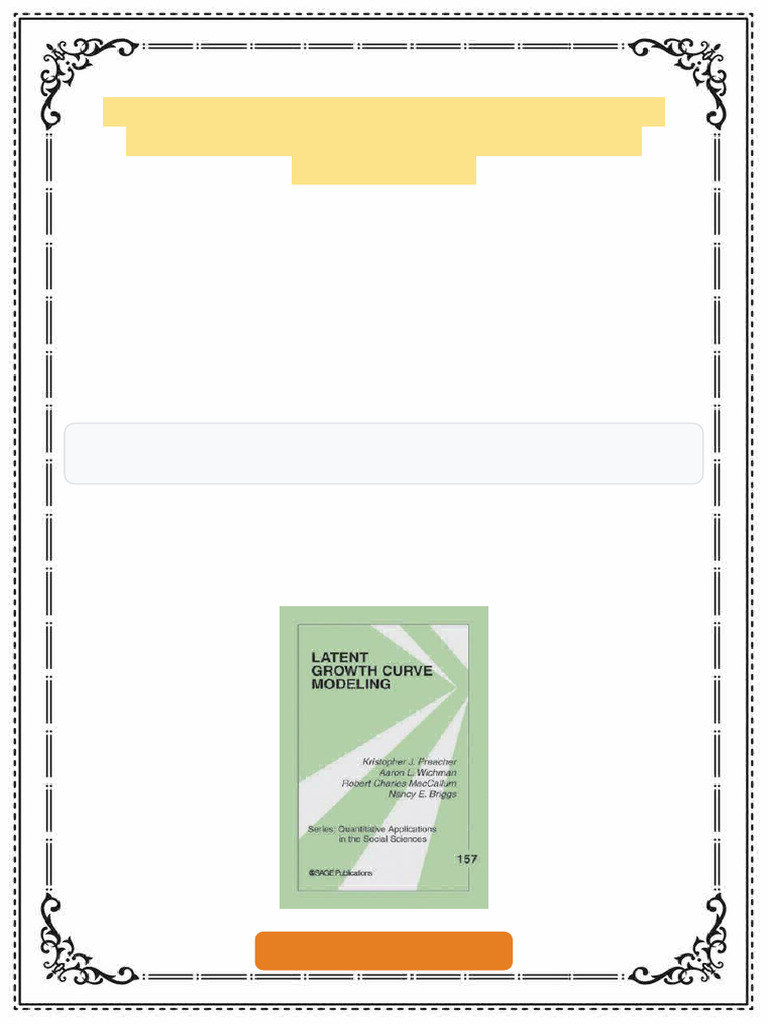Latent Growth Curve Modeling Kristopher J. Preacher Ebook Unlock Full ...