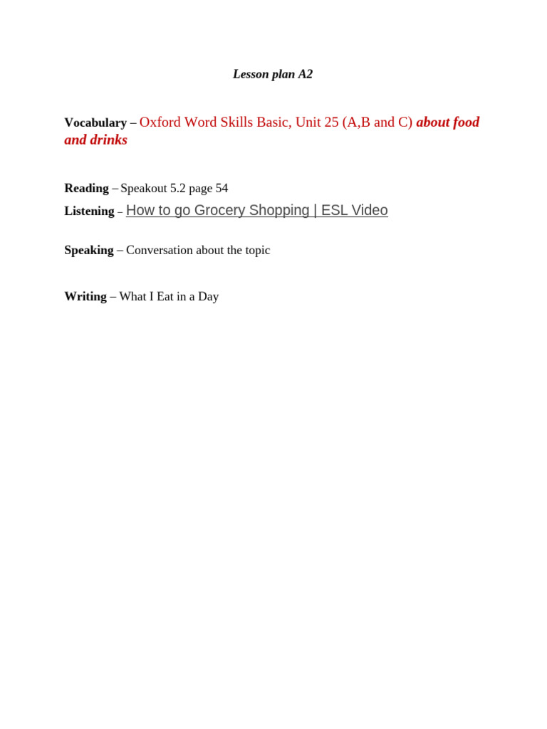 Lesson Plan A2 | PDF