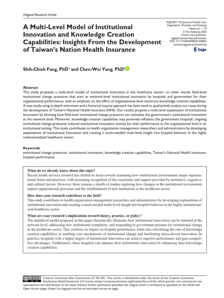 A Multi-Level Model of Institutional Innovation An | PDF | Institution ...