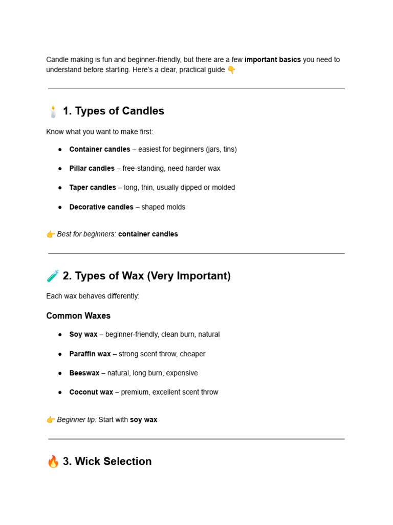 Essential Guide to Candle Making Basics | PDF | Candle | Wax