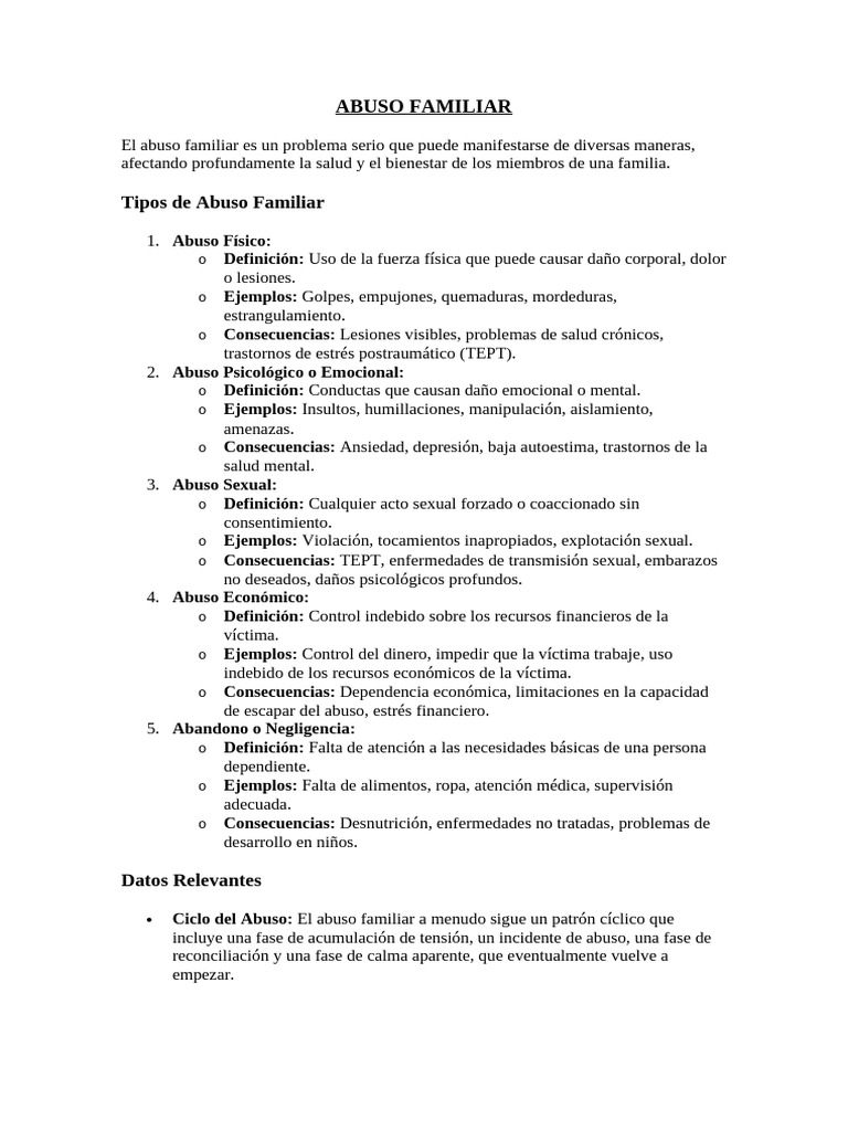 Abuso Familiar | PDF | Abuso infantil | Sicología