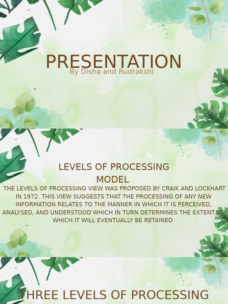 Levels of Processing in Memory | PDF