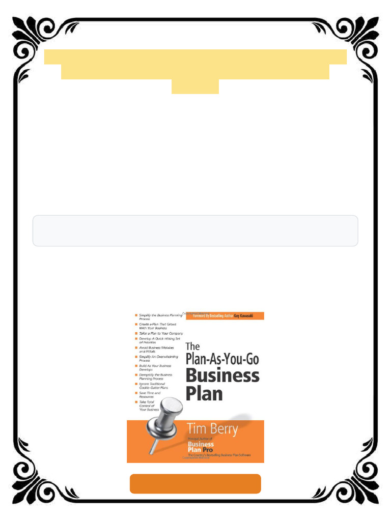 The Plan As You Go Business Plan 1st Edition Tim Berry Ebook Long Form ...