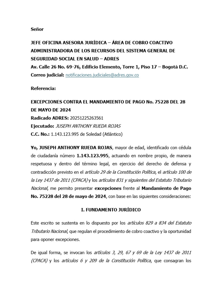 Adress Juseph Anthony Rueda Rojas Mp2 | PDF | Estatuto de limitaciones | Debido al proceso
