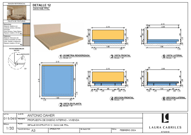 d15-d65 Antonio Daher Vivienda d12 Cama Hab. Ppal. Esc Especificada a3 ...