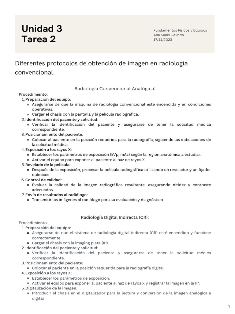 UT3- Tarea 2 Ana Salas (1) | PDF | Radiología | Imagen