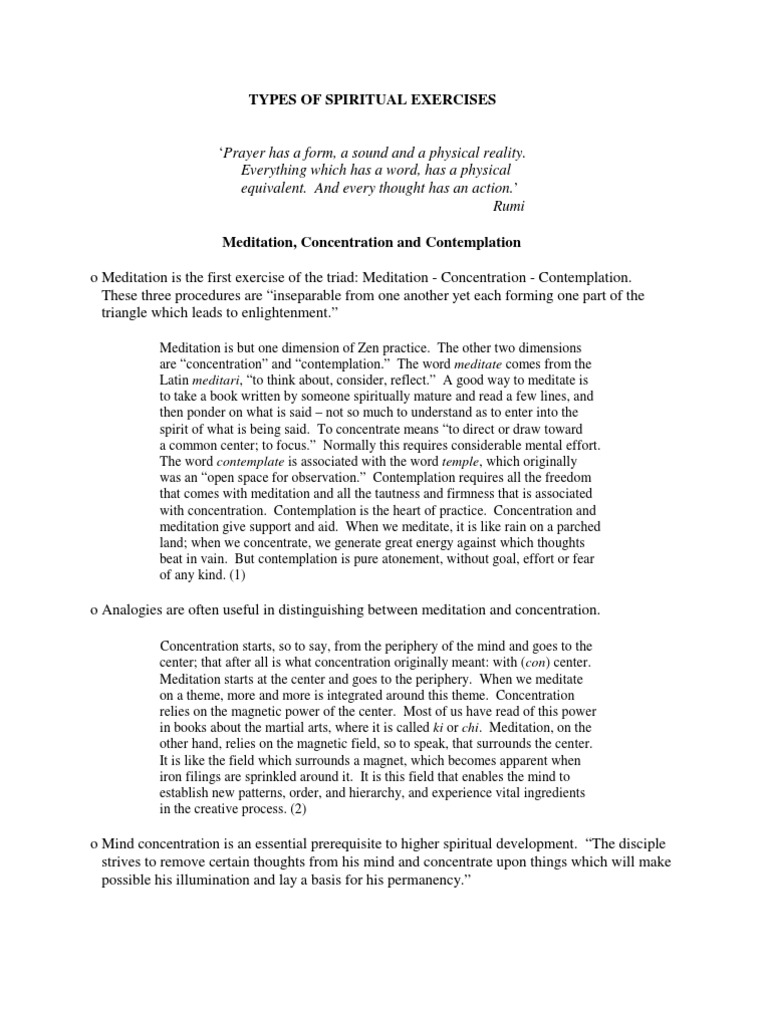 Types of Spiritual Exercises | PDF | Asana | Meditation