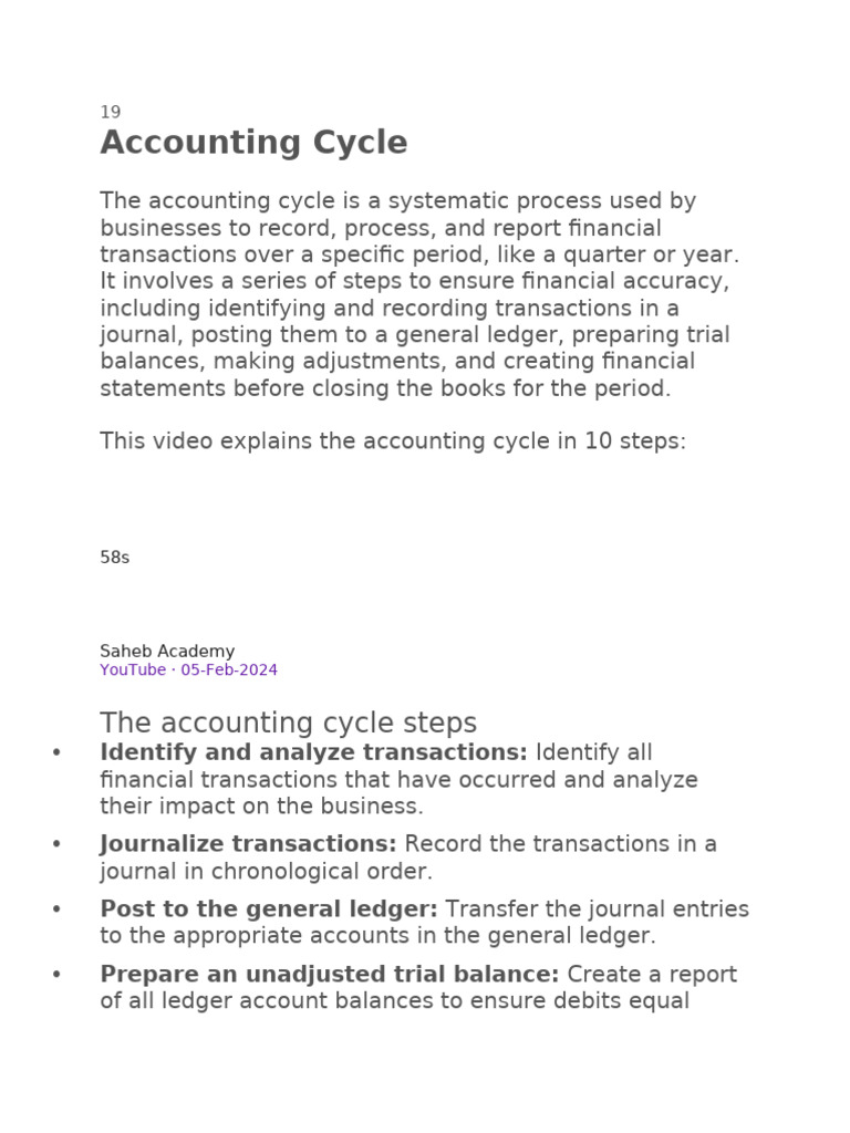 Accounting Cycle | PDF