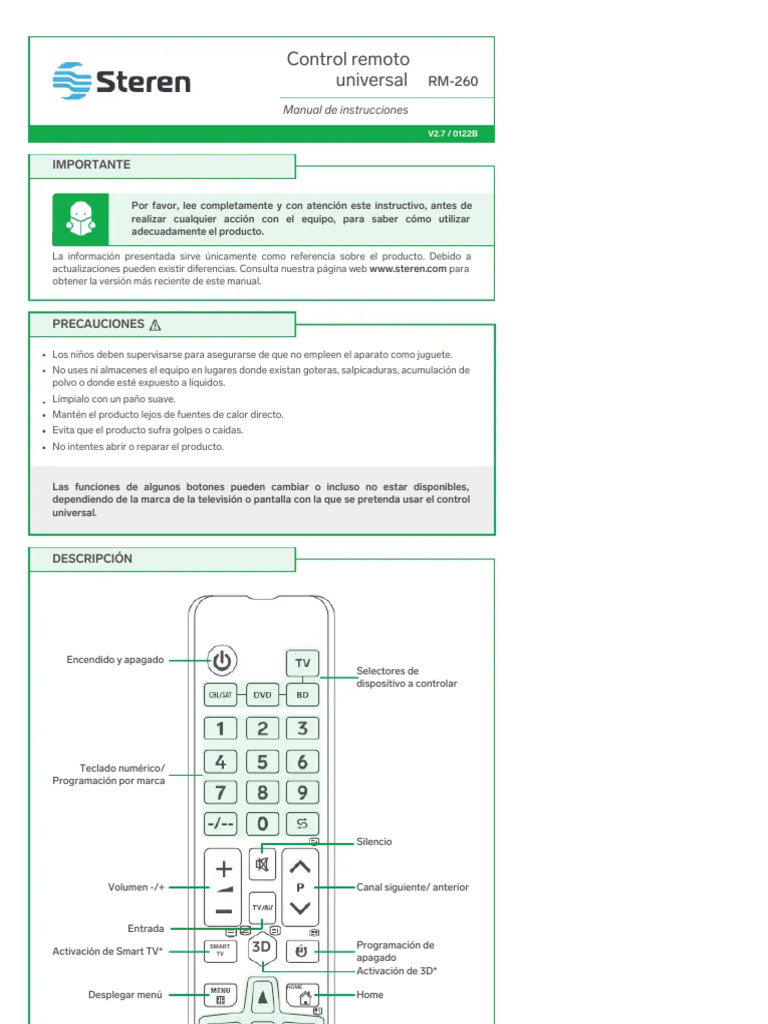 Manual Control Remoto Universal RM-260 | PDF | Software | Informática