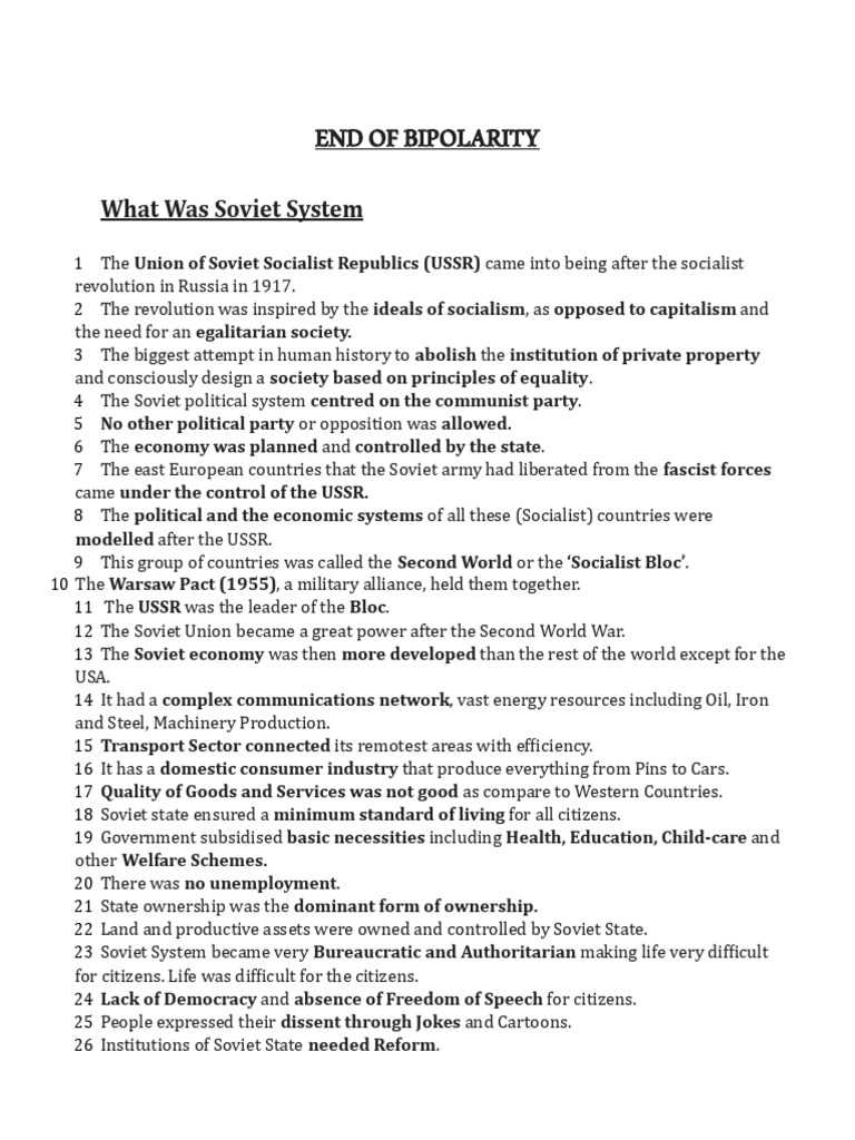 Class XII Study Material - Pol. Science 3 | PDF | Soviet Union | World ...