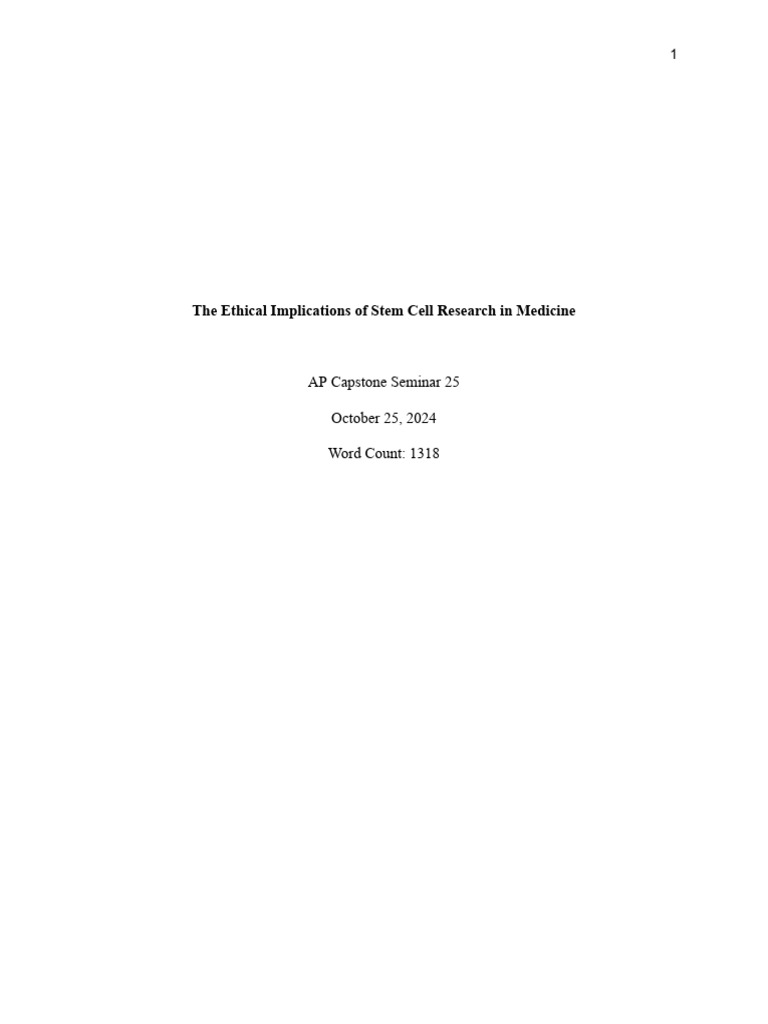 Individual Research Report | PDF | Embryonic Stem Cell | Stem Cell