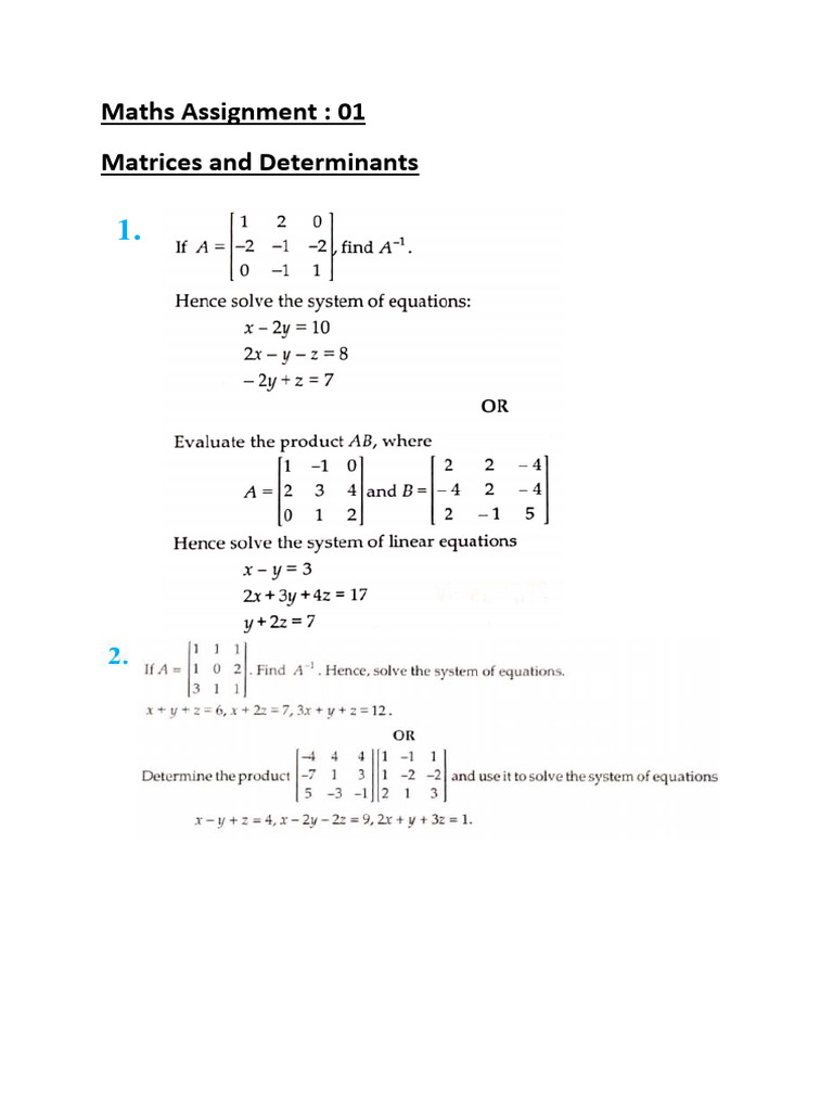 Maths Assignment 1 | PDF