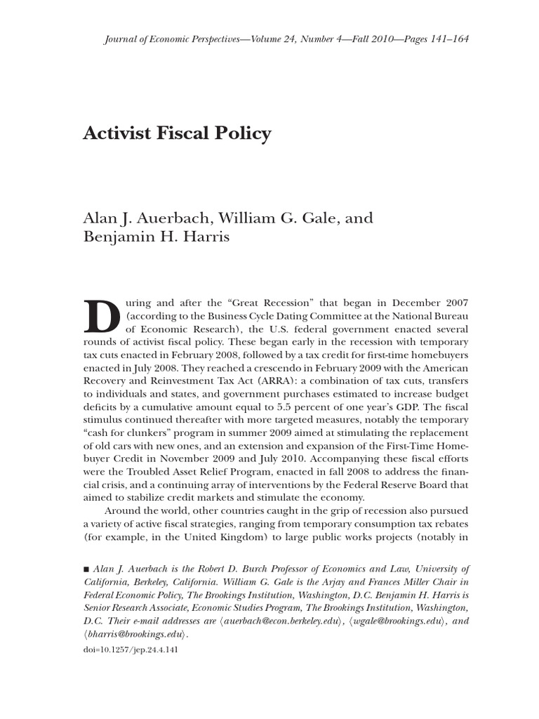 Activist Fiscal Policy | PDF | Fiscal Multiplier | Fiscal Policy