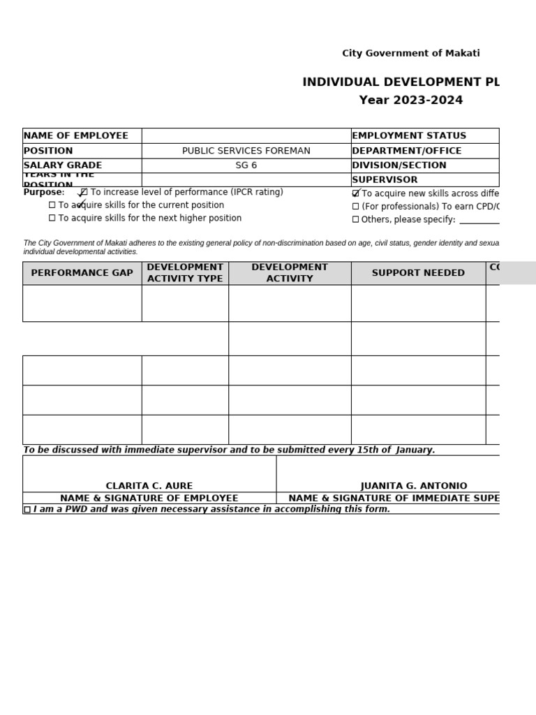 Blank IDP | PDF | Professional Development | Employment