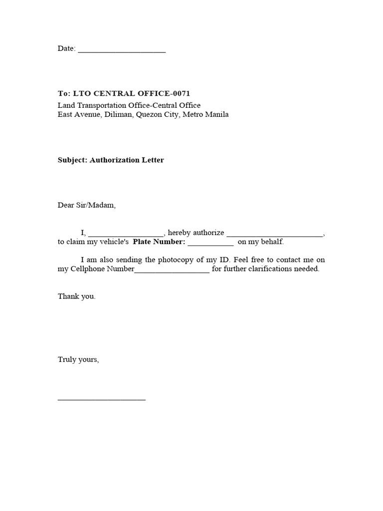 Blank Authorization LTO | PDF