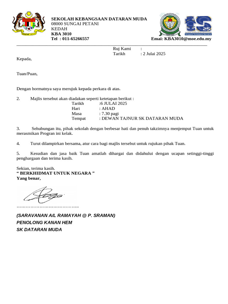 Surat Jemput Perasmi Nydp | PDF