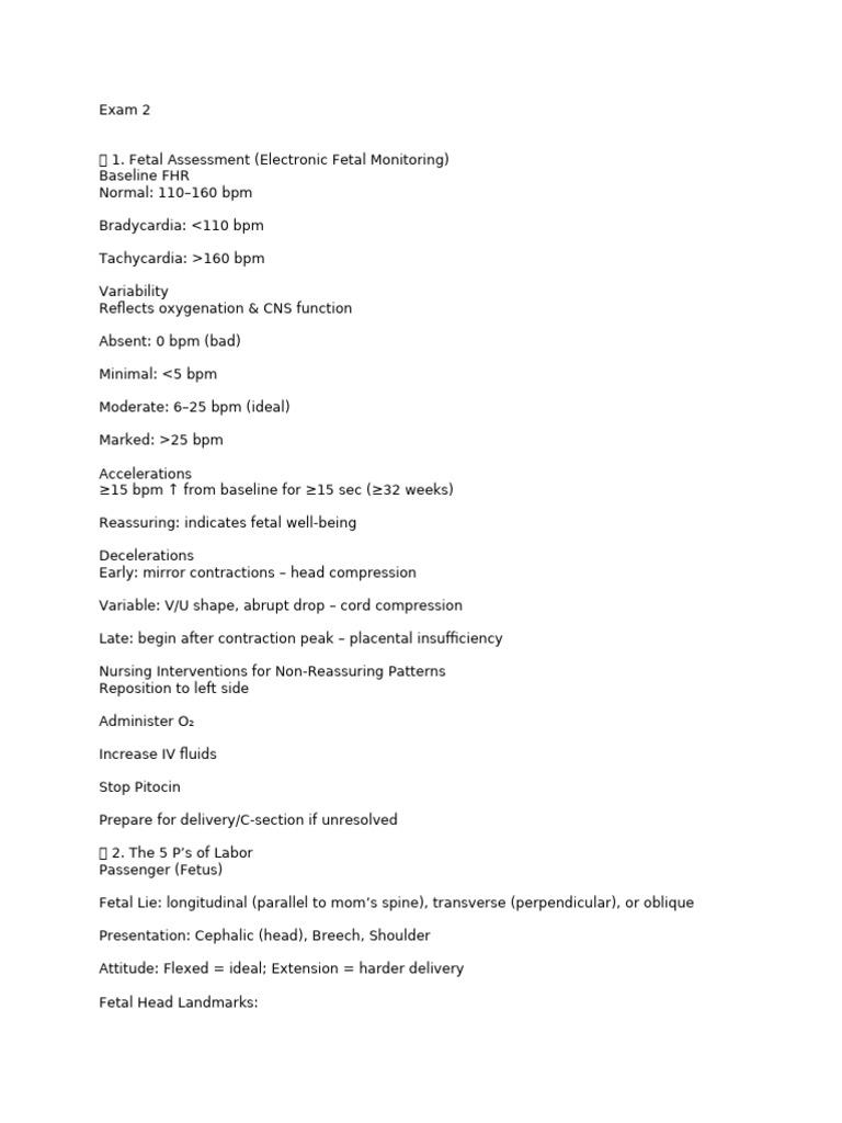 Exam 2 - Mother Baby | PDF | Childbirth | Women's Health