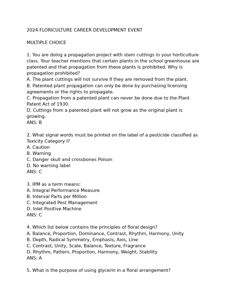 2024 Floriculture Career Development Event.docx_16613 2 | PDF | Flowers ...