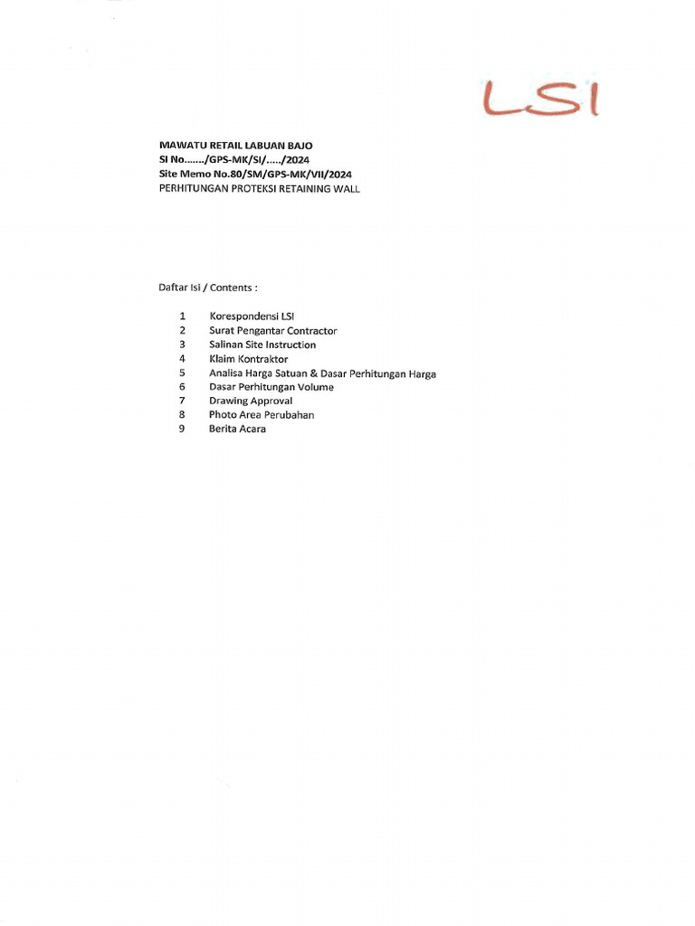 SI 014 - Proteksi Retaining Wall Ruko (Sign) | PDF