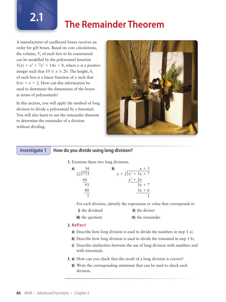 Understanding the Remainder Theorem | PDF | Polynomial | Division ...