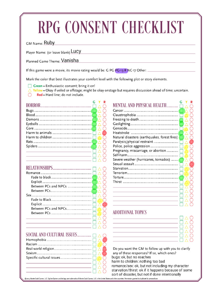 Consent in Gaming Form Fillable Checklist 2019-09-13 (1) | PDF