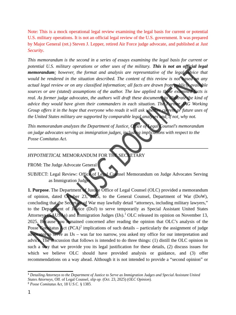 Memorandum for the Secretary_kb_sl v.2 | PDF | Uniform Code Of Military ...