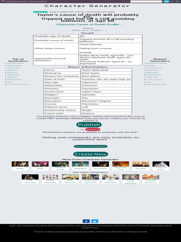 Character Cause of Death Profile | PDF