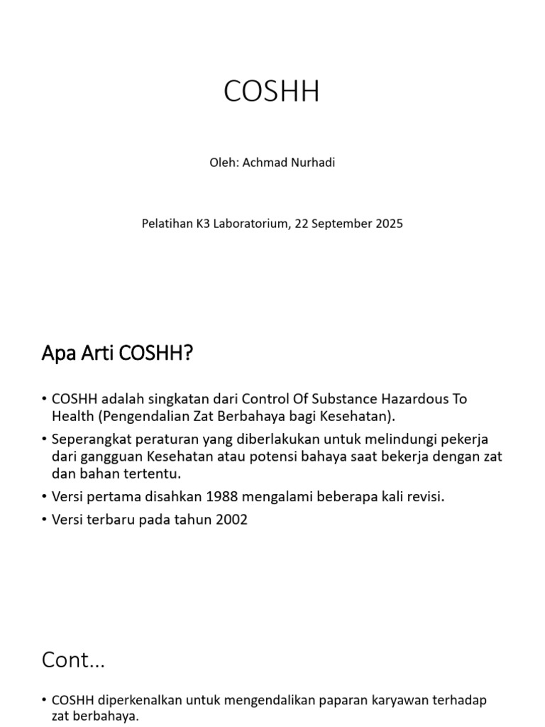 COSSH Dan Pengelolaan Lab | PDF