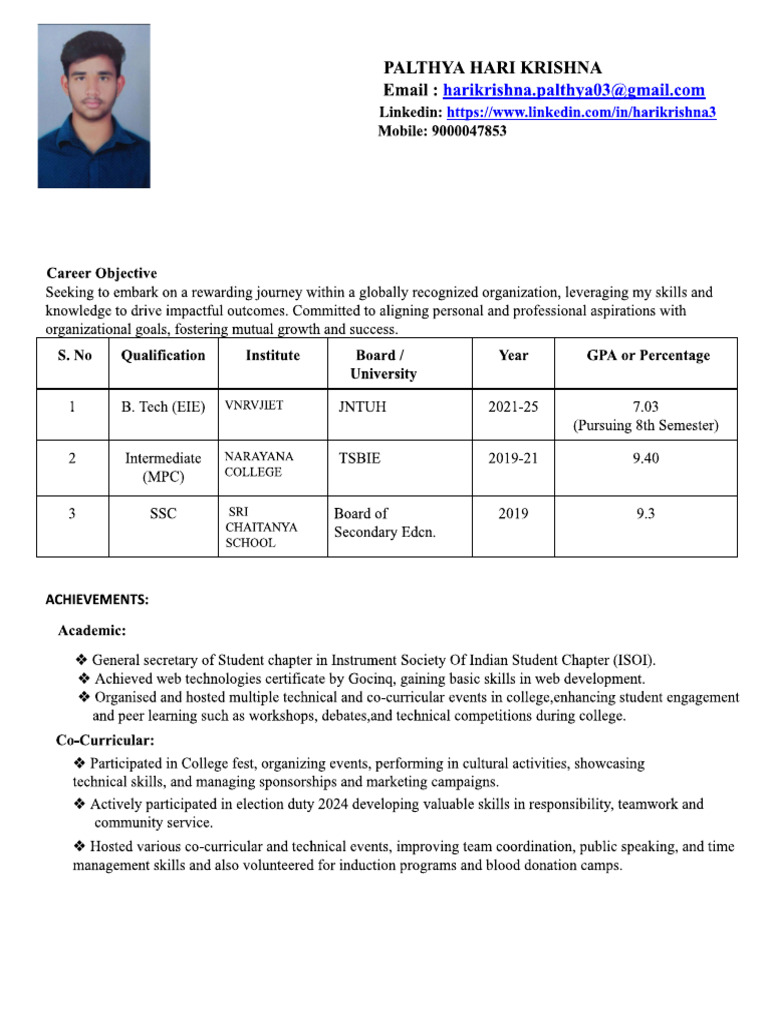 Hari Krishna Final Resume | PDF